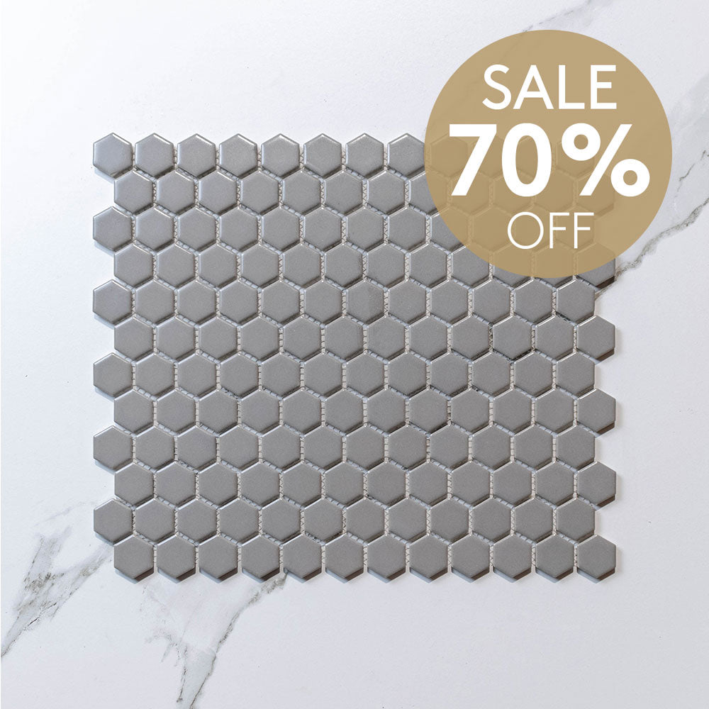 Hive S Grey 23x26 Matt Hexagon Mosaic (per Sheet)