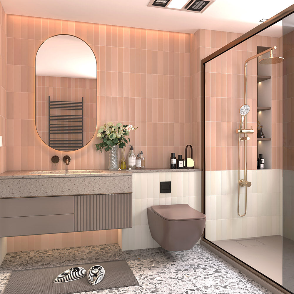 Osaka Mix Shade Pink 75x300 Matt Subway Tile