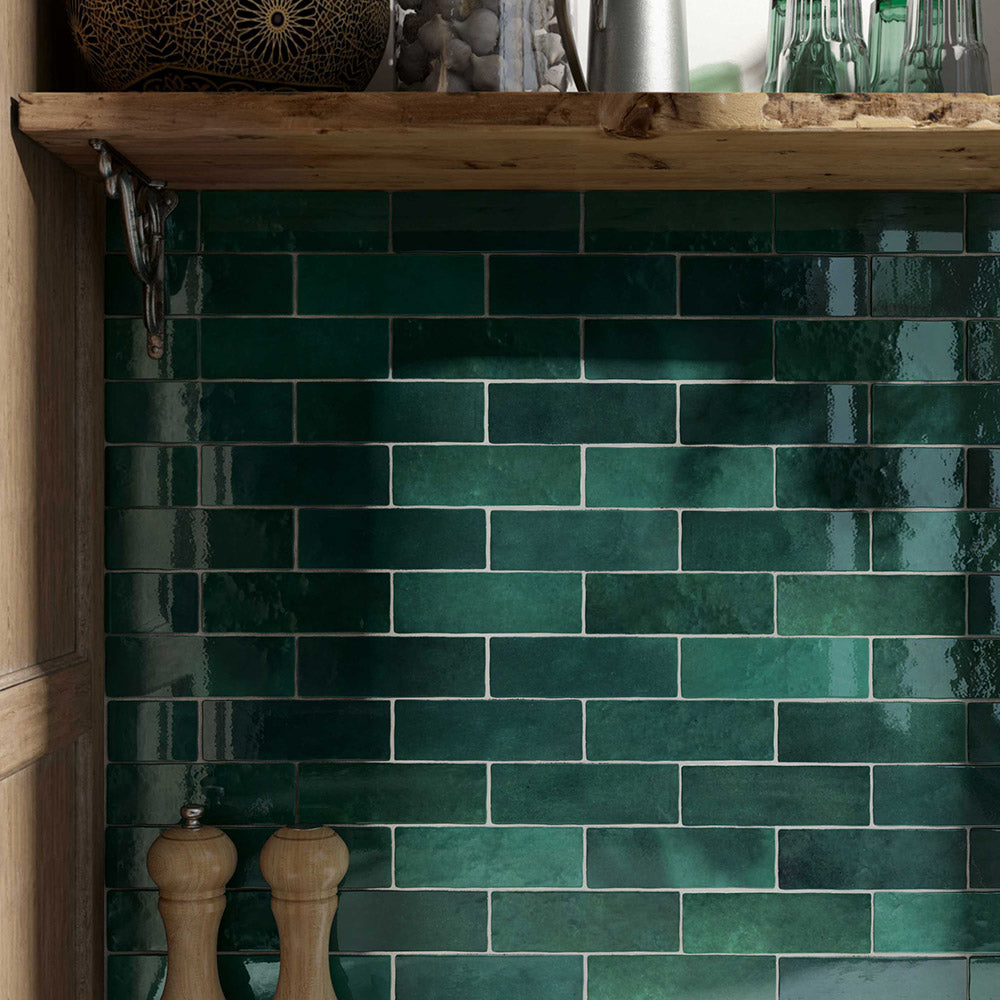 Sorrento Moss Green 65X200 Zellige Gloss Subway Tile