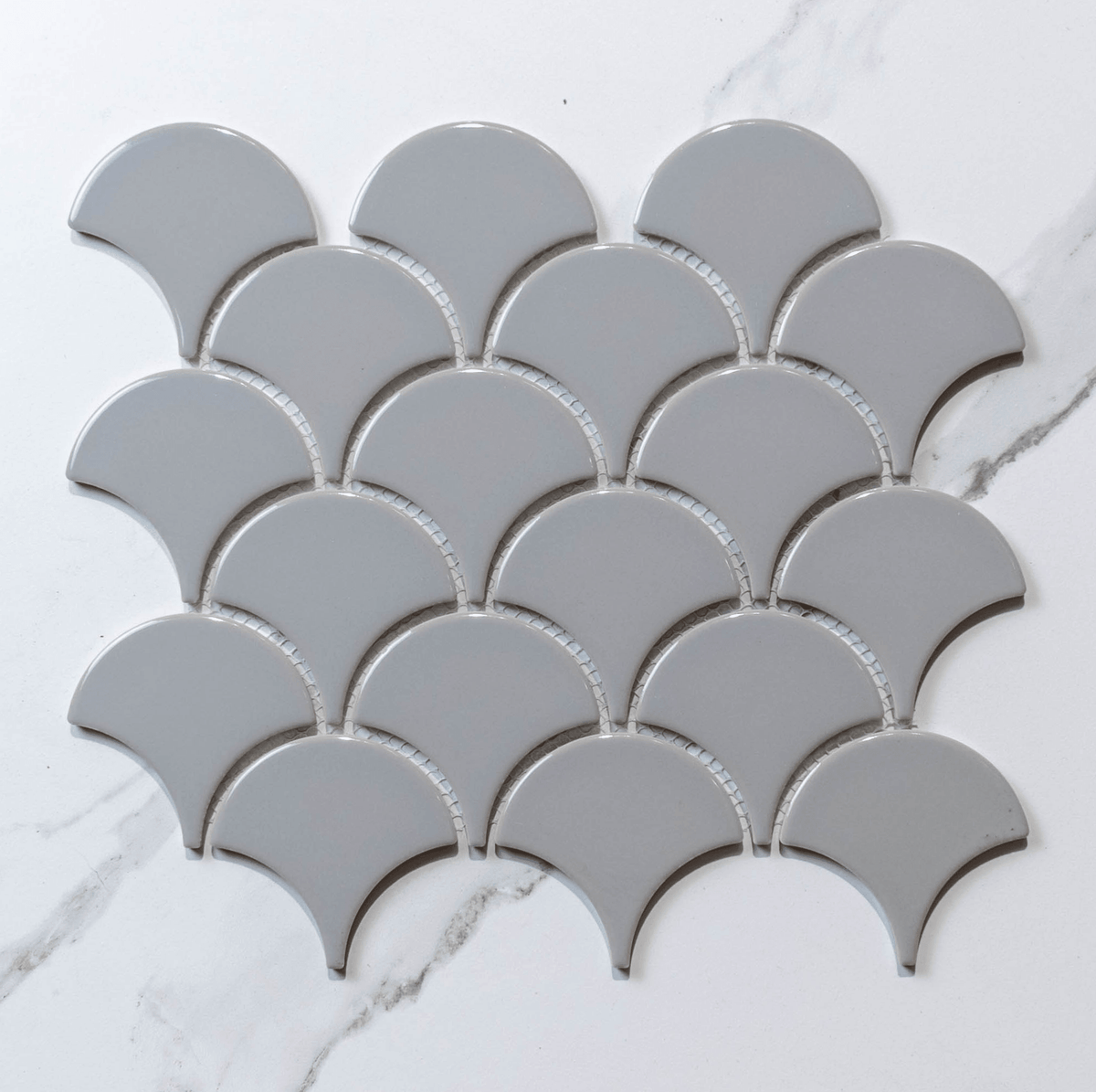 Crystal Grey 74.5x70 Gloss Fish Scale (per Sheet) — Tile Lane