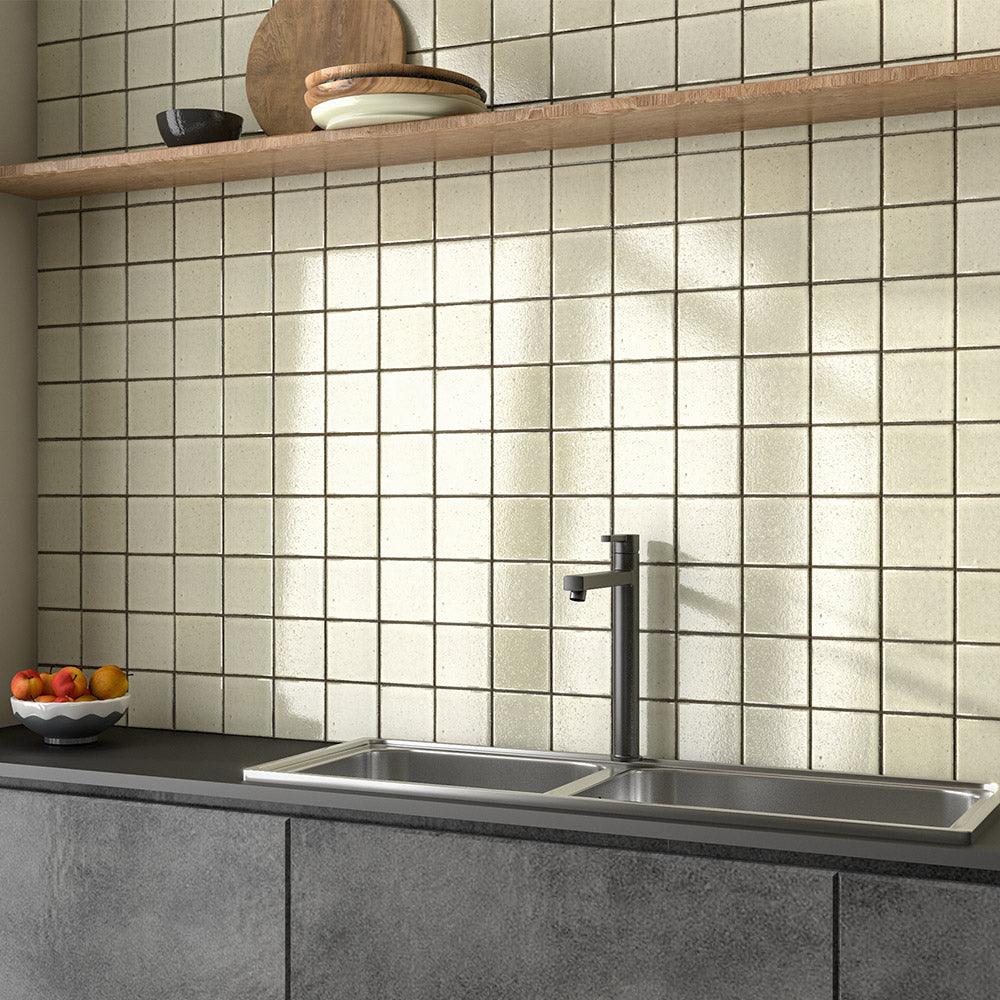 Havana Rustic White 100x100 Handmade Zellige Gloss Tile