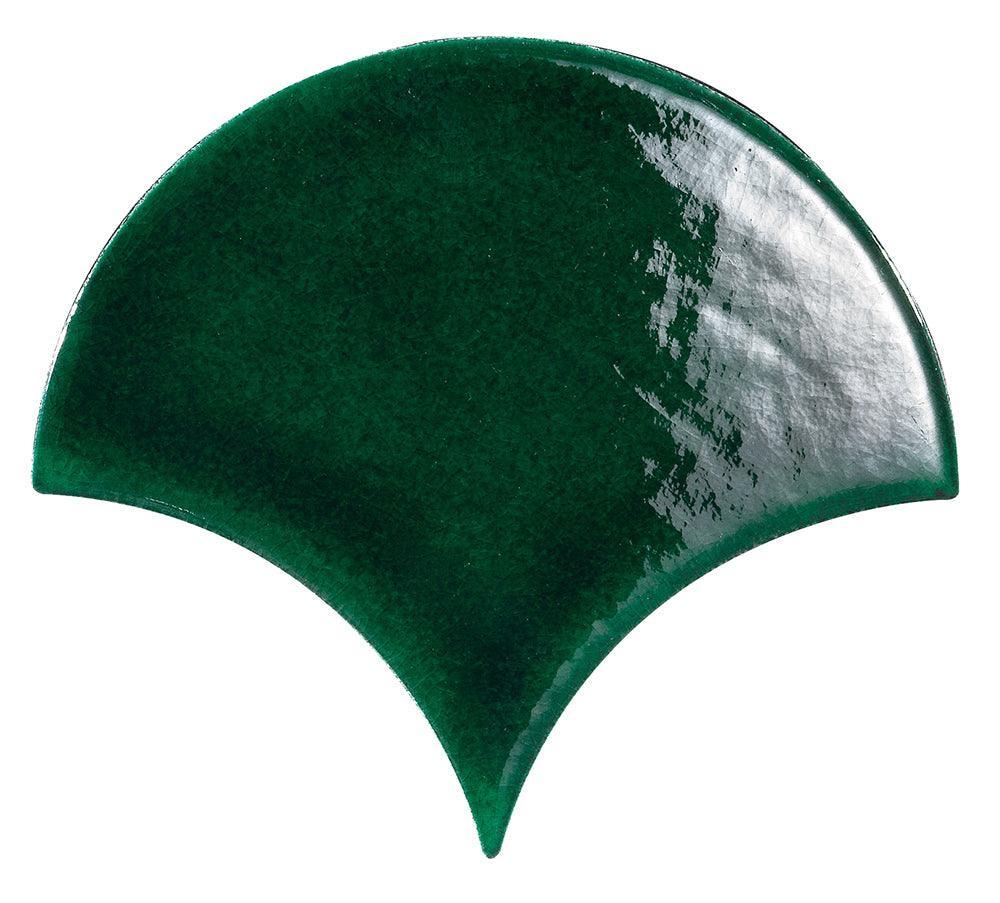 Olympus Hunter Green Fish Scale 153x135 Hand Made Gloss Tile